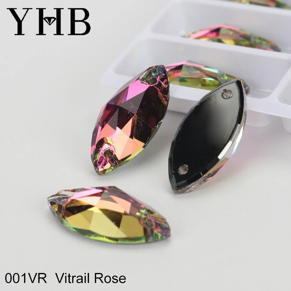 Стразы YHB Navette, 6мм и 12мм, Vitrail Rose, 72шт