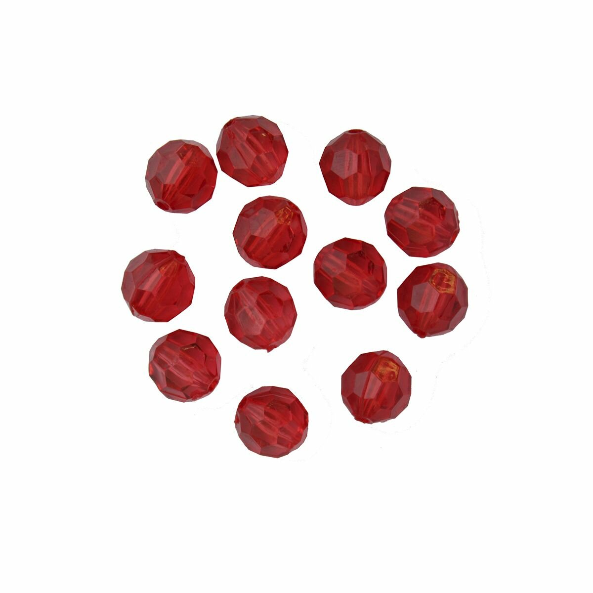 2024 Бусины пластиковые, акрил, прозрач. в цвете, граненые круглые, 10мм, 25гр, Astra&Craft (7 ярко-красный)