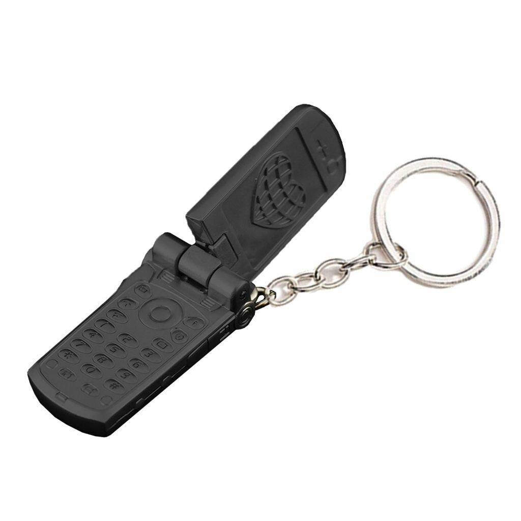 Маленький мобильный телефон может переворачивать брелок для ключей-черный