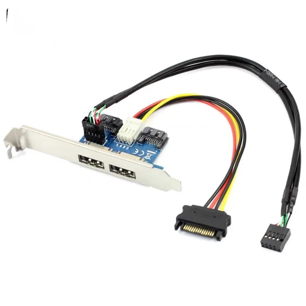 Плата расширения eSATA с двумя портами SATA-esid Power Over, материнская плата 2 x SATA и USB 2,0, расширитель с ПК, стандарт PCI, крышка Слота