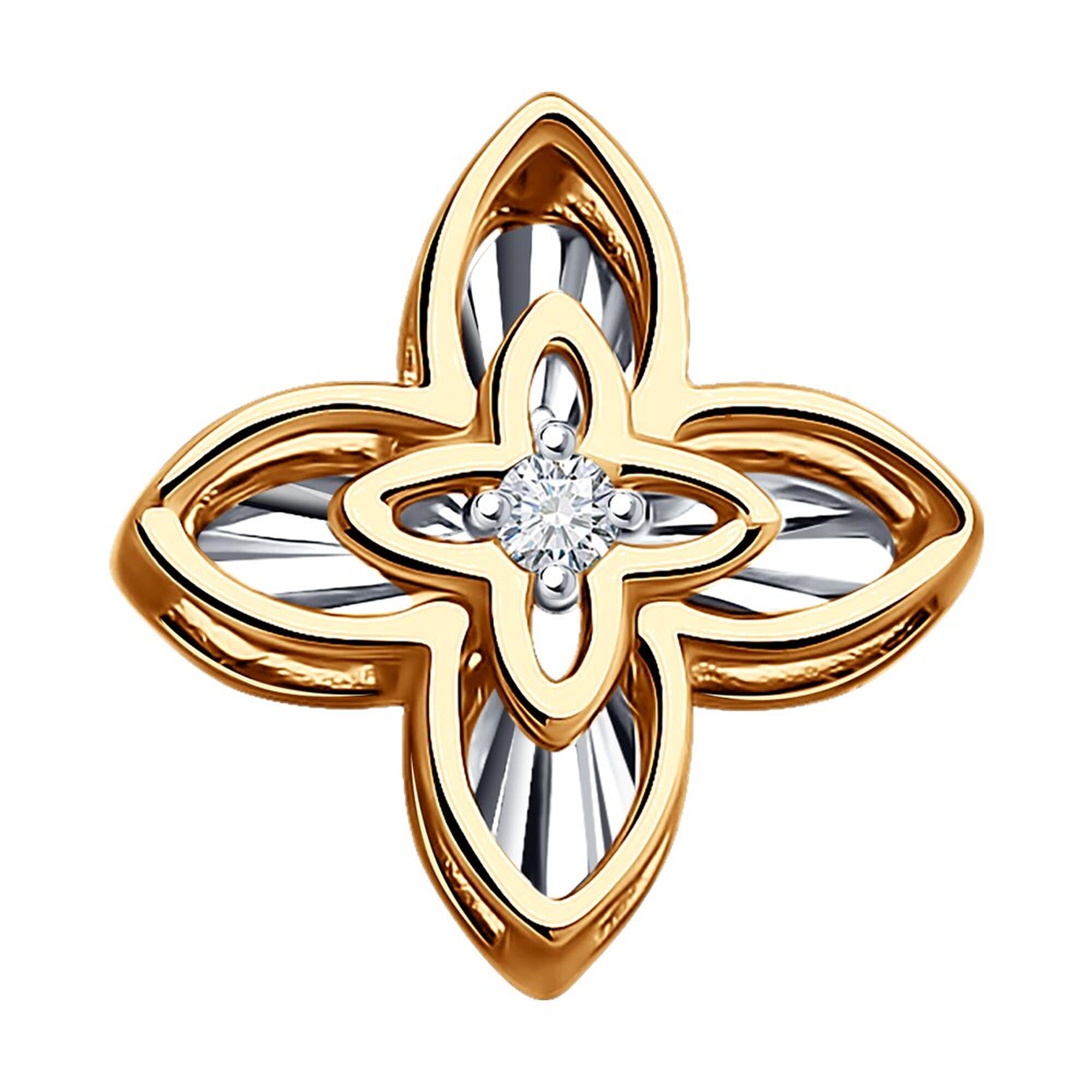 Подвеска, красное золото, 585 проба, бриллиант