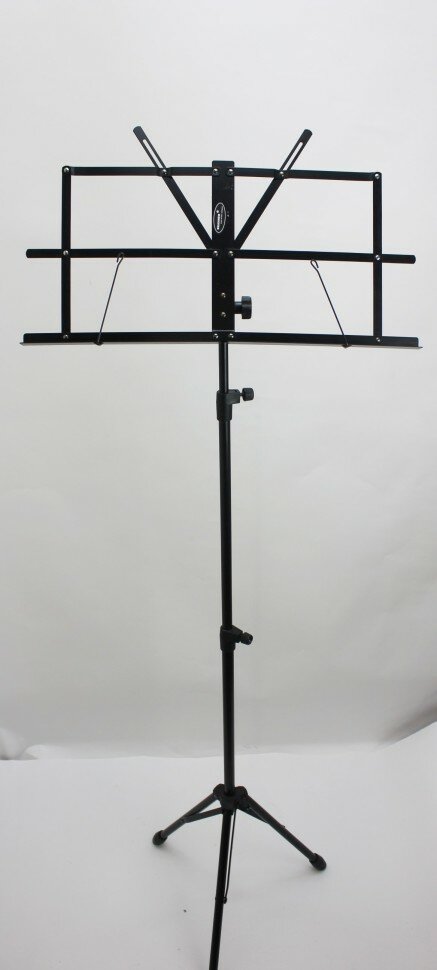 Пюпитр (подставка для нот) BRAHNER MSP-11/BK (Пр-во КНР) цвет черный, металлический, складной, облегченный, с пластиковыми фиксаторами + чехол. ХИТ продаж