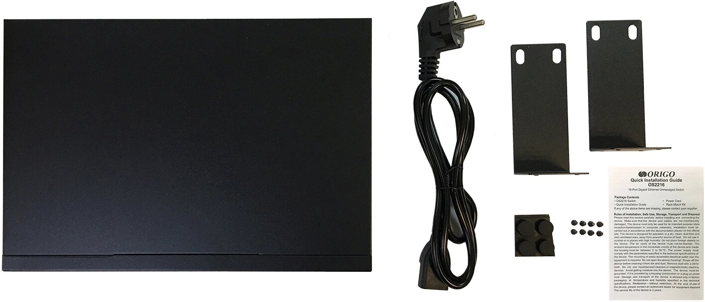 Коммутатор ORIGO Unmanaged Switch, 16x1000Base-T, 19 Rackmount Kit