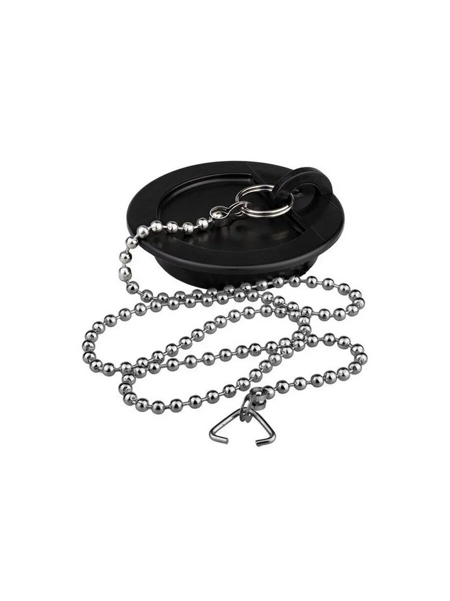 Пробка для ванны (раковины) черная c цепочкой из нерж. стали