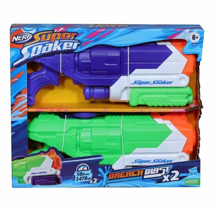 Hasbro Пусковые установки Nerf Super Soaker Breach Blast/ 2 Нерфа с резервуаром для воды F3887