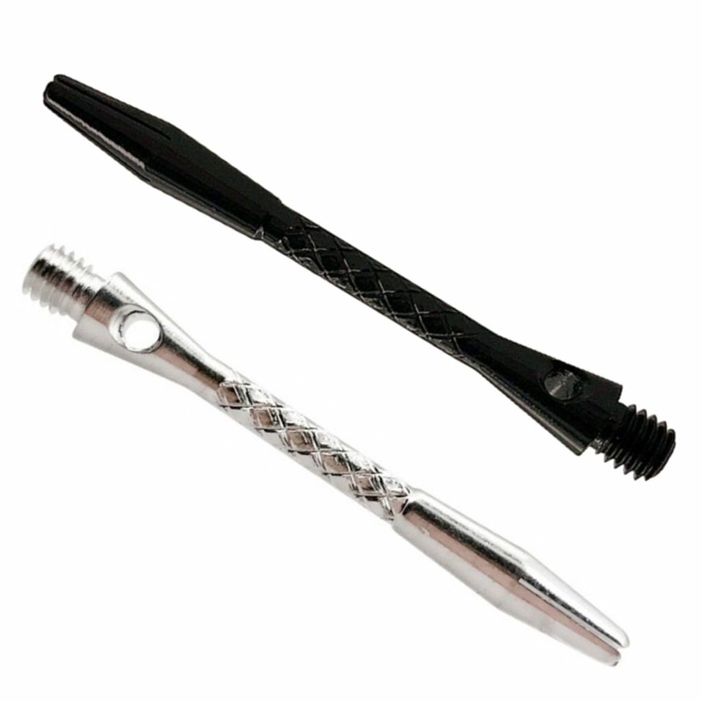 Дартс, Аллюминиевые дартс-стержни с сетчатым рисунком - 6 черных и 6 серебряных, упаковка 12 шт