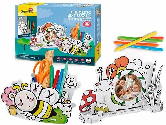 Пазлы Cubic Fun P694h Кубик фан Пазл-раскраска Пчела и улитка (5 фломастеров в комплекте)