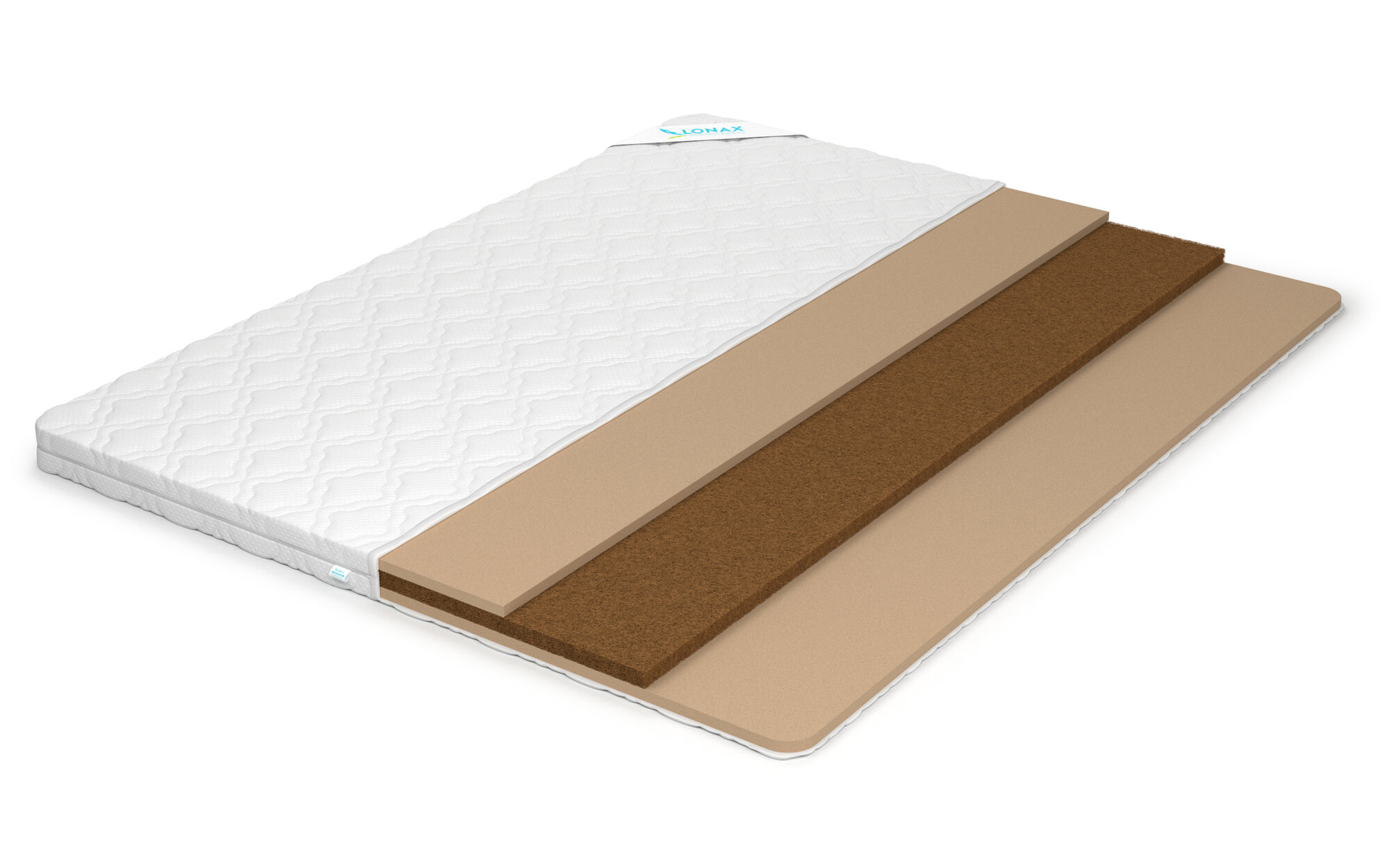 Матрас Lonax Cocos Dual Memory 7 120х190 серии Топпер высота 7 см анатомический средней жесткости кокосовый