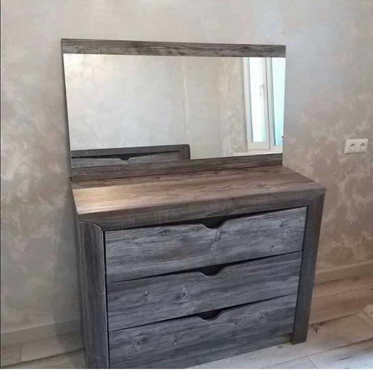 Комод Слониммебель "Гарда", ЛДСП/МДФ, 3 ящика, серый цвет, универсальный, 107x44x83 см