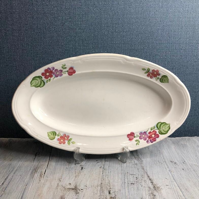 Блюдо винтажное, ЗиК, Конаково "цветочная", 30*17см, фарфор, ручная роспись
