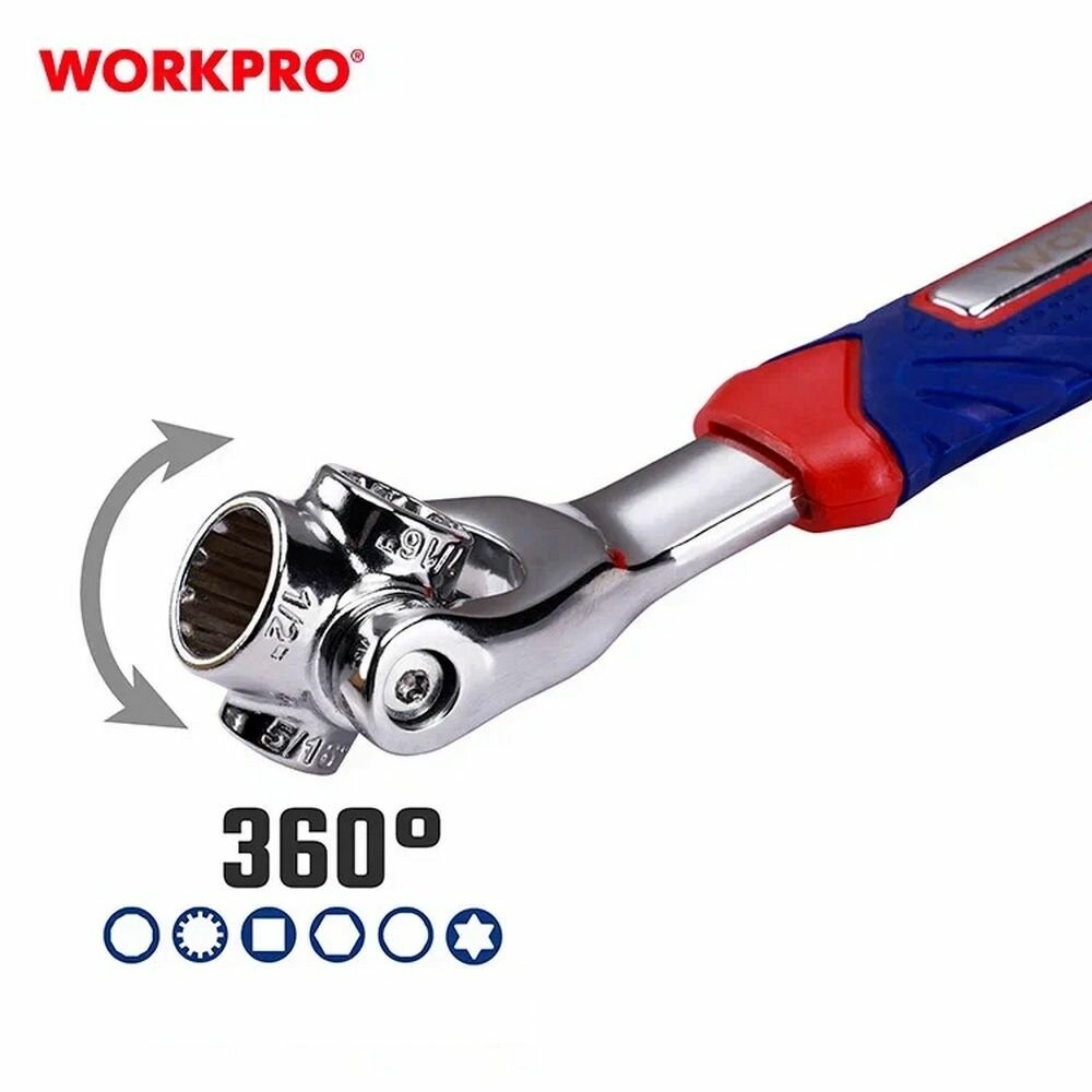 WORKPRO Многофункциональный гаечный ключ с головками 8-в-1 (WP272018)