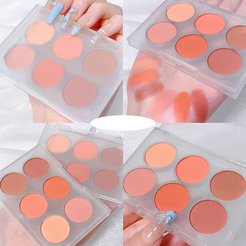 6 цветовая румяна палитра матовой порошок контурные контурные румяна палитра красота косметическая макияж Blush