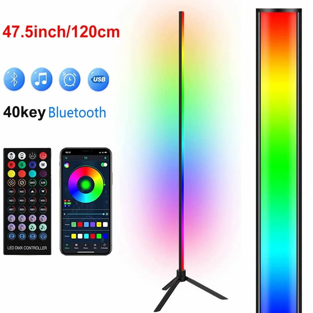 Напольная Лампа для создания атмосферы в приложении RGB Bluetooth, 1,2 м, Приглушаемые Угловые стоячие огни для спальни декоративное освещение для дома