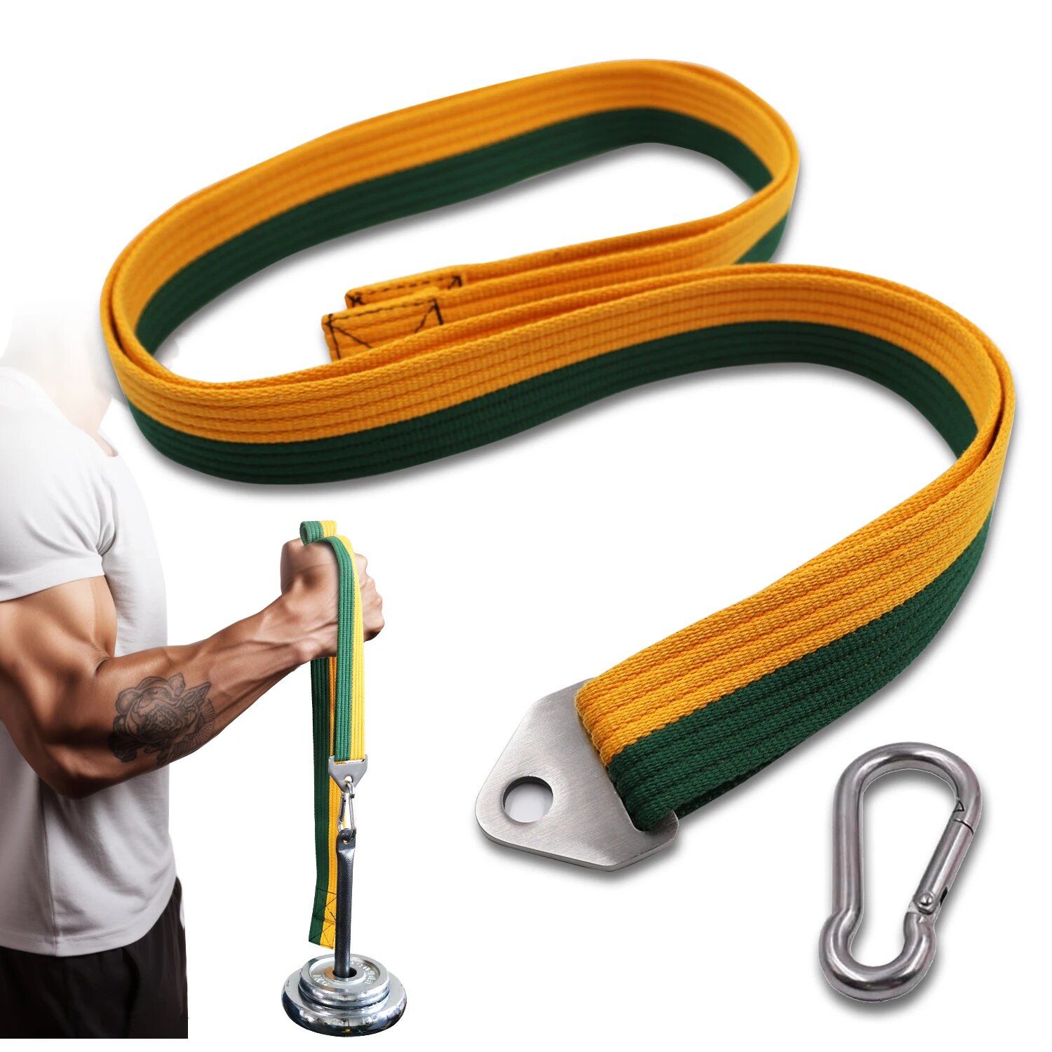 Пронационный ремень для армрестлинга 79 дюймов Зеленый, green and yellow