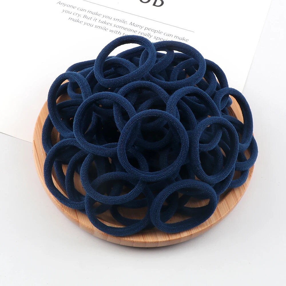Резинки для волос из нейлона Темно-синий, 100PCS, style 4