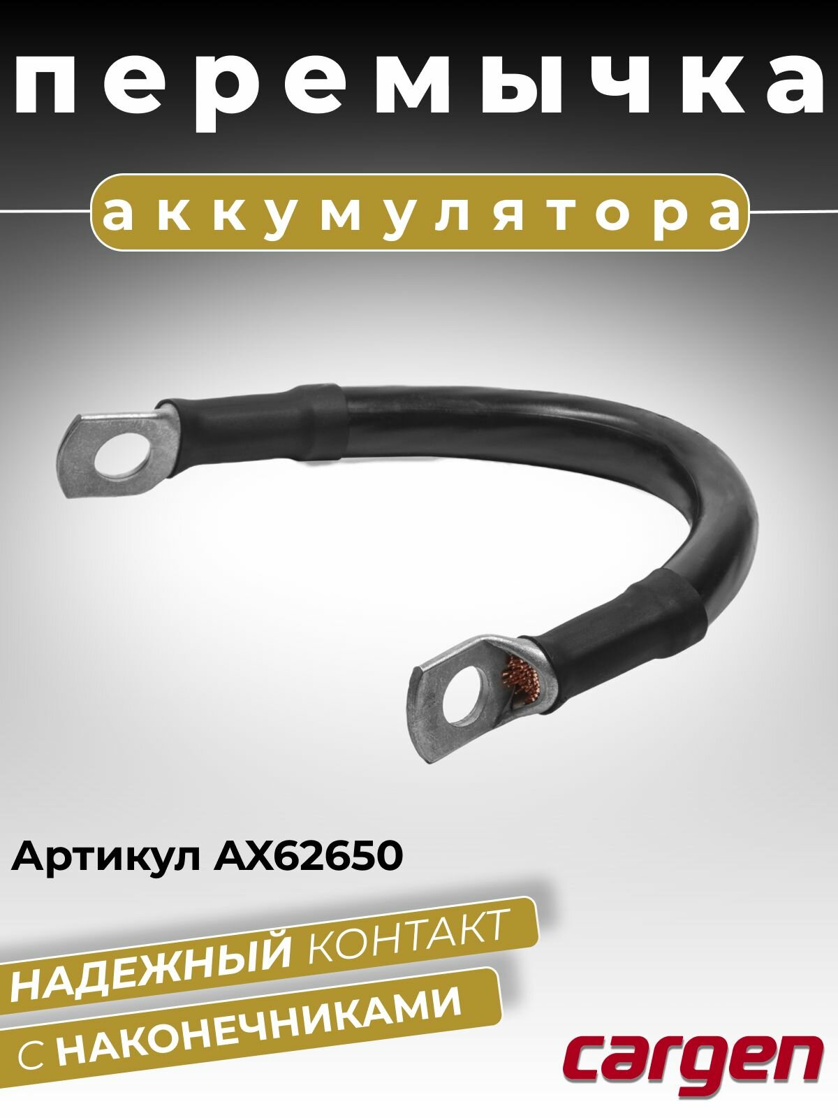 Перемычка для аккумулятора под крепежный болт М10 / Провод АКБ с наконечниками диаметром 10 мм длина 200 мм сечение 50 кв. мм