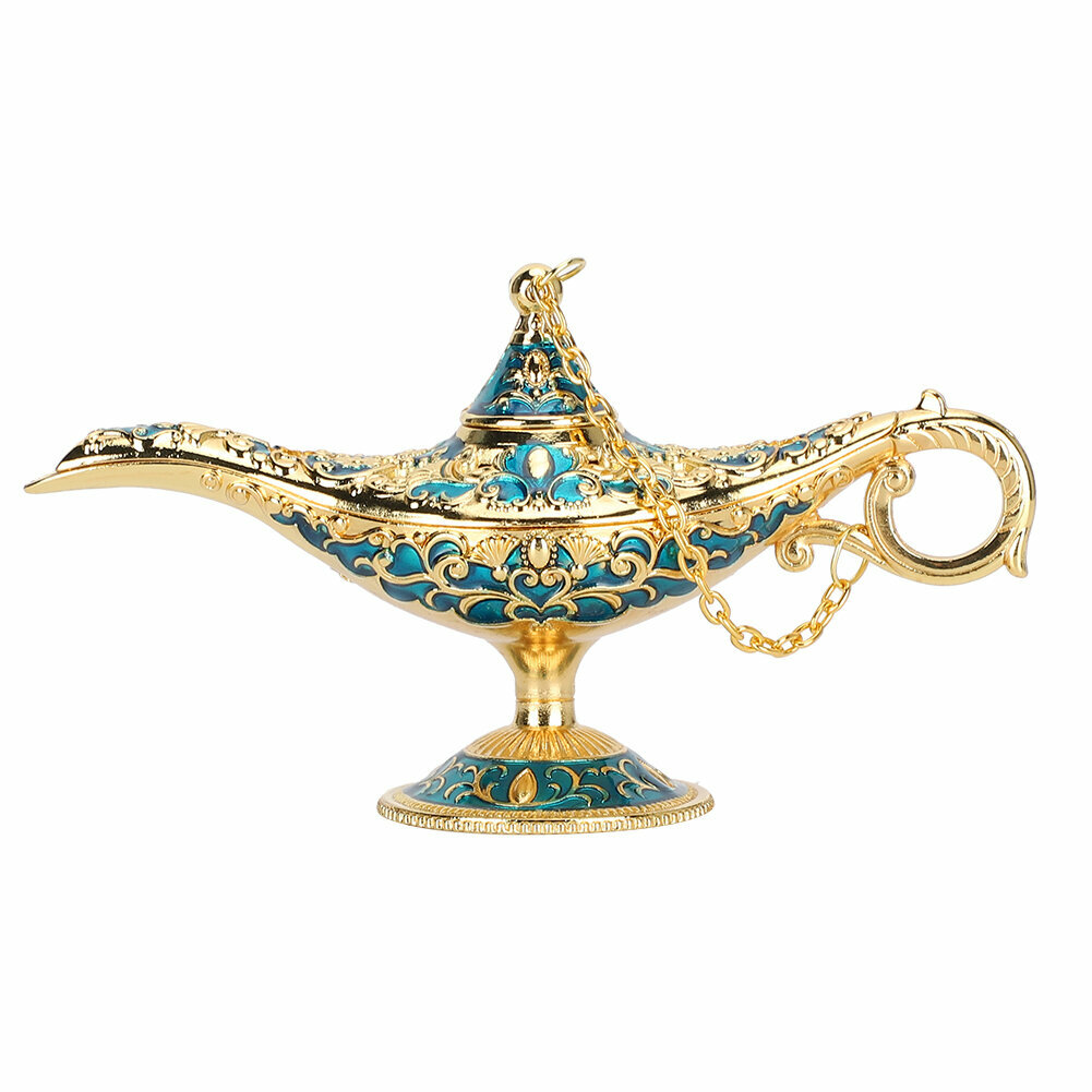 Синяя полая металлическая курильница, домашнее украшение в форме лампы, уникальный металлический подарок для дома, металлический держатель для благовоний для ароматического аромата