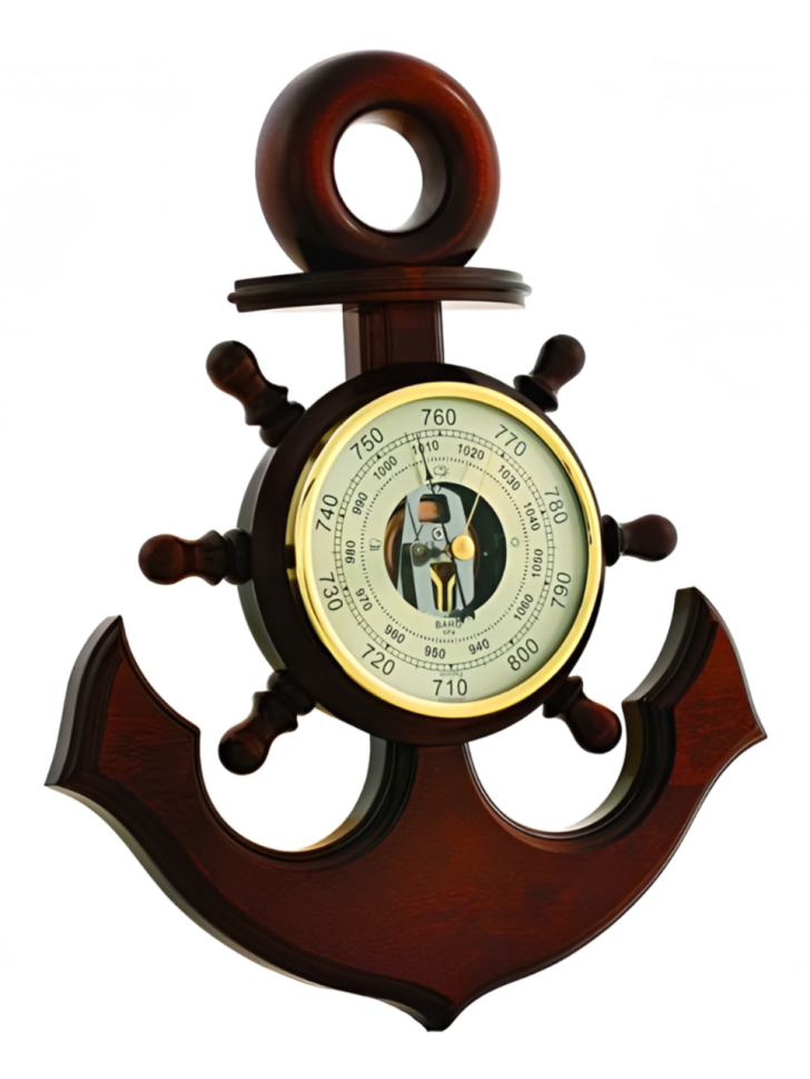 Барометр механический из массива березы "Якорь" (30 см, Россия)