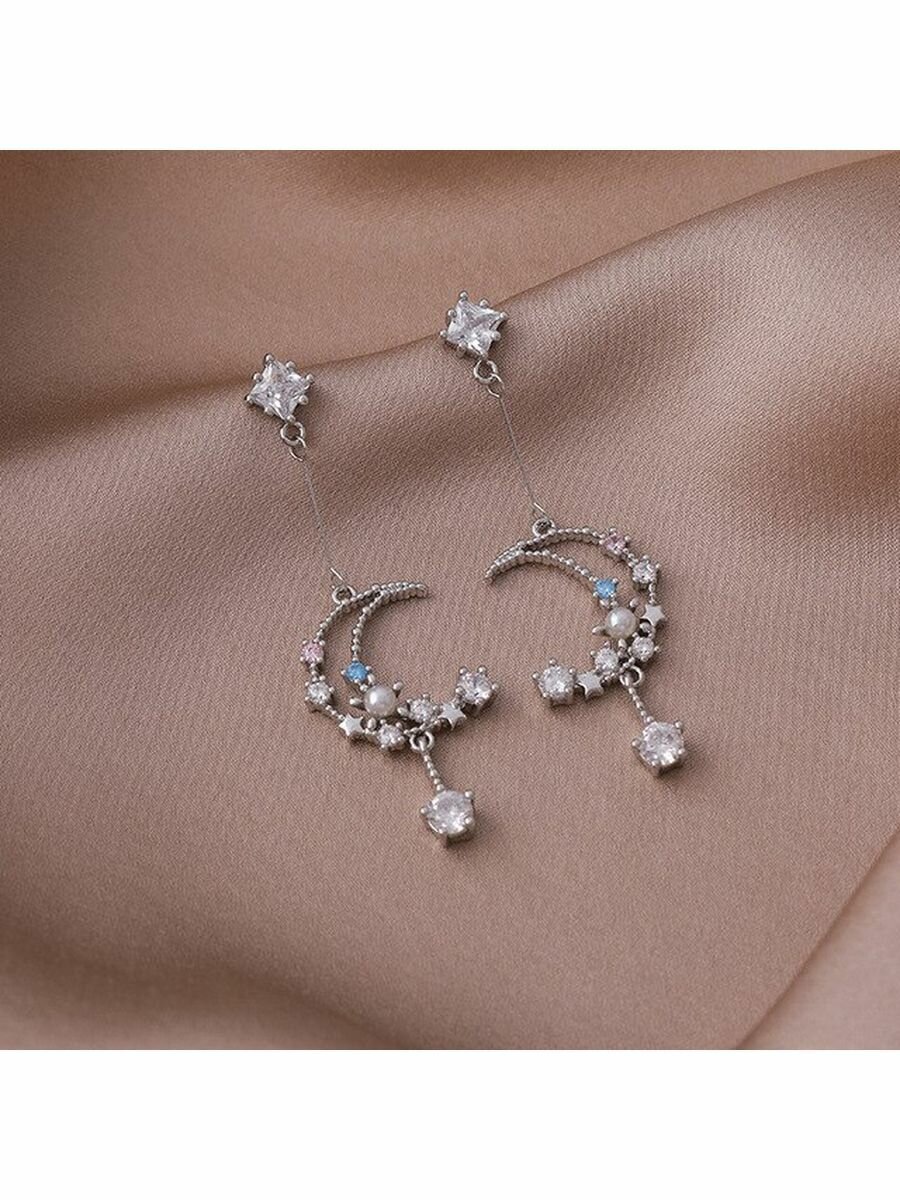 Серьги пусеты, искусственный камень, эмаль, металл, стекло