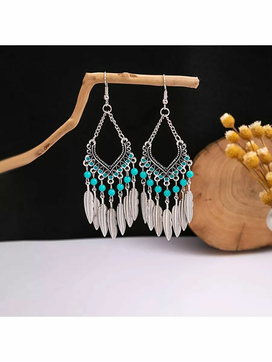 Серьги be self true, эмаль, бирюза синтетическая