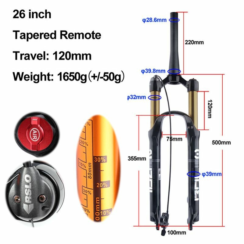 BOLANY MTB Bike Solo Air Передняя подвеска велосипеда 26/27,5/29 дюймов Прямая / коническая трубка с блокировкой из магниевого сплава QuickRelease -kpa