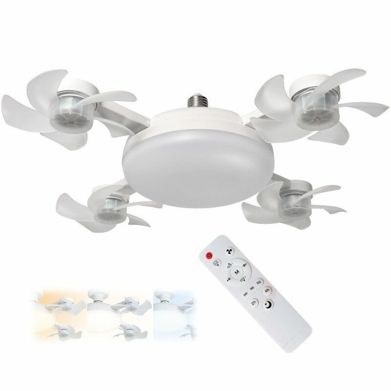 Потолочные вентиляторы E27 с 4 лопастями и подсветкой из АБС-пластика 19,7"