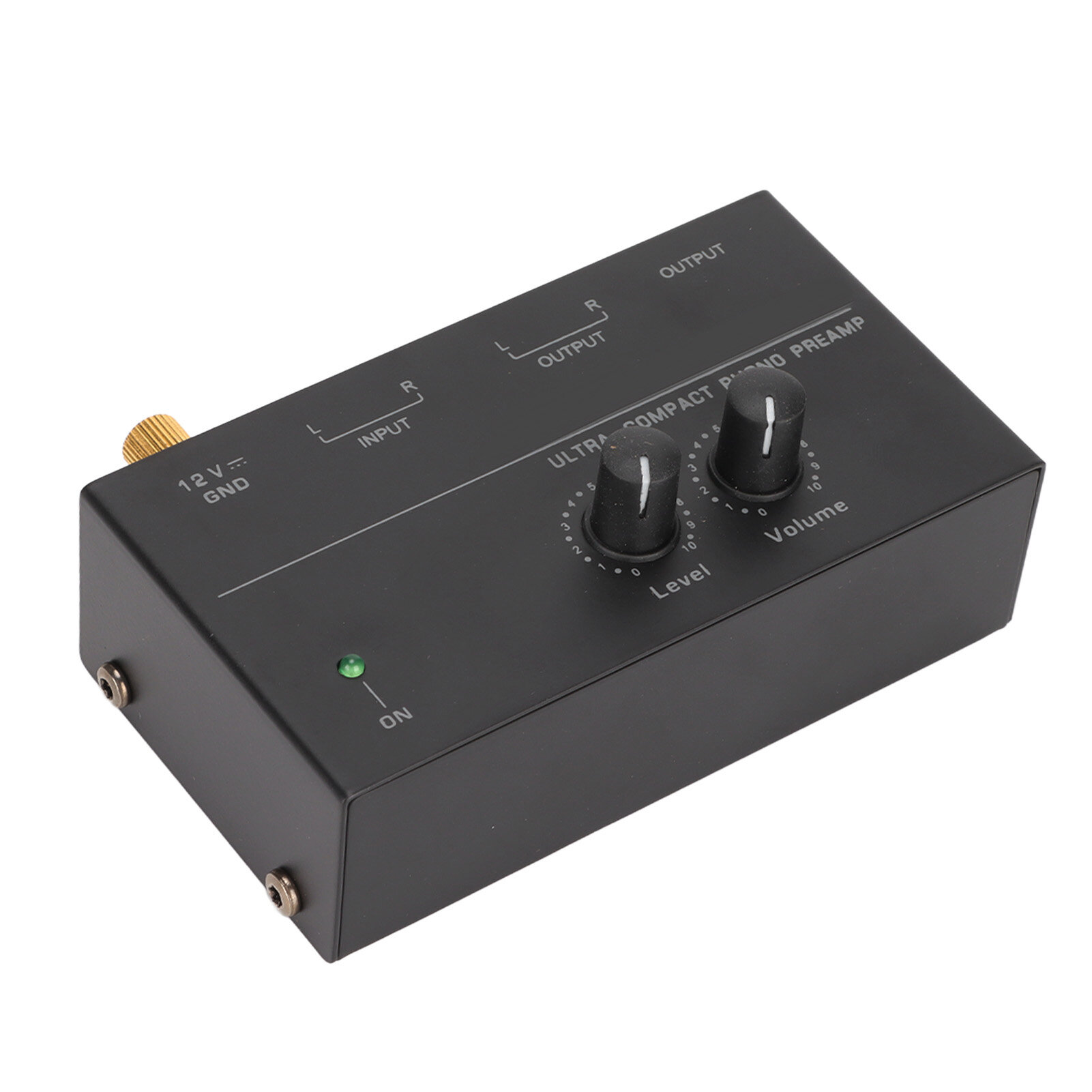 Phono Preamp PP500 черный Metal 100‑240V US Plug Mini Record Player Preamplifier Low Noise Stereo RCA Input RCA Output Knob Control