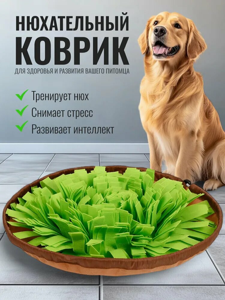 Нюхательный коврик AMBASS, для собак и кошек, полиэстер, флис, зеленый, коричневый