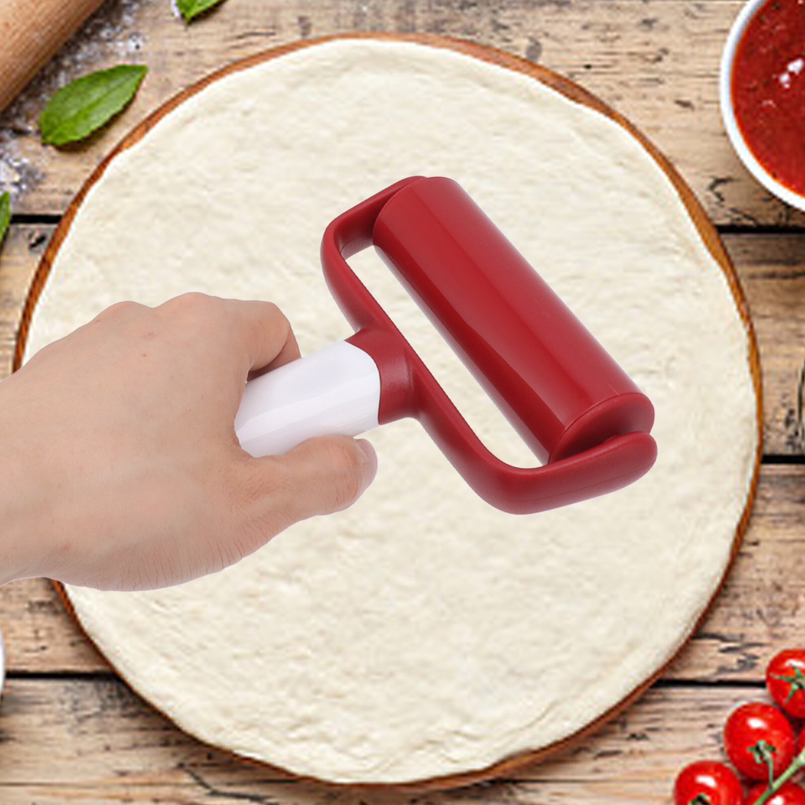 Маленькая скалка предотвращает скольжение, подвесной Т-образный пластиковый валик для теста с ручкой для корочки пирога с пиццей