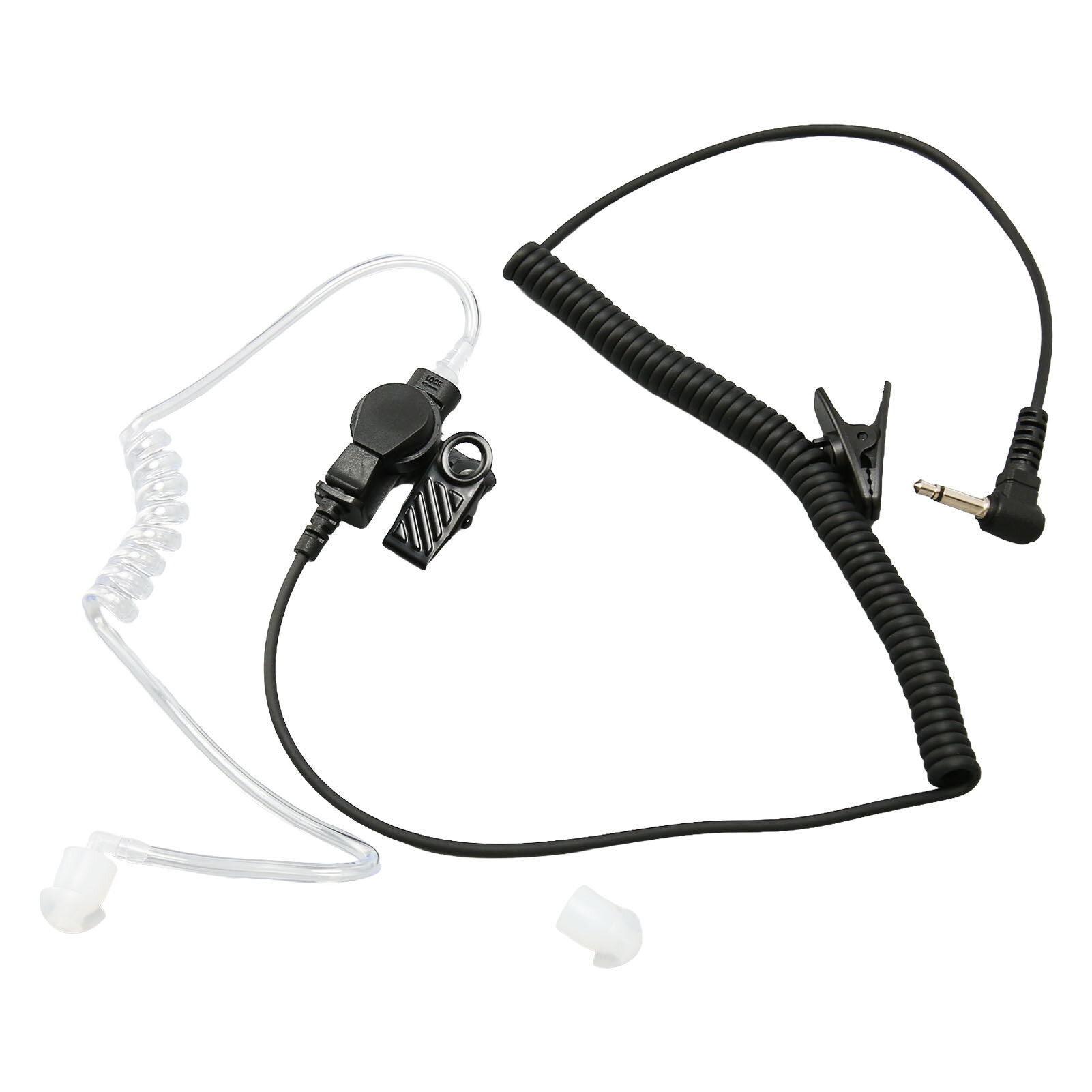 Акустический трубчатый наушник с разъемом 3.5 мм черного цвета, с конической катушкой, для рации, трансивера, телефона, MP3, MP4, 1 шт. мягкий наконечник, 1 шт. акустический трубчатый наушник