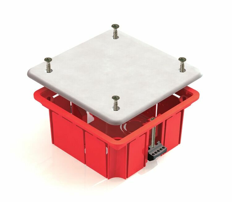 Коробка распределительная С/У 92х92х45мм для Г/К с пласт. лапками PLEXUP, KGU34-92-04-01