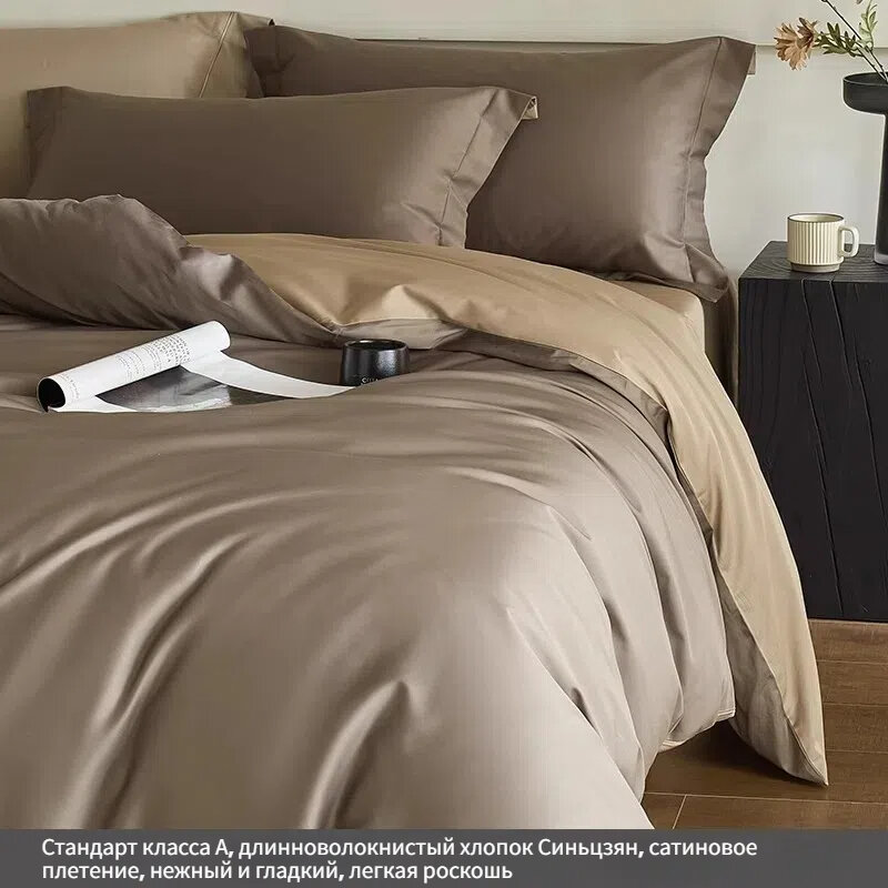 Постельное белье "Ушки Подушки" IRISHHOME, 1,5-спальный комплект, сатин, хлопок 100%, пшеничное