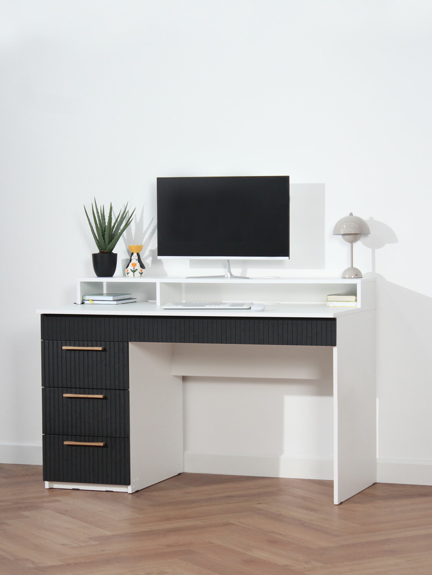 Стол компьютерный с ящиками Копенгаген 1300 Белый / Черный (12 стульев)