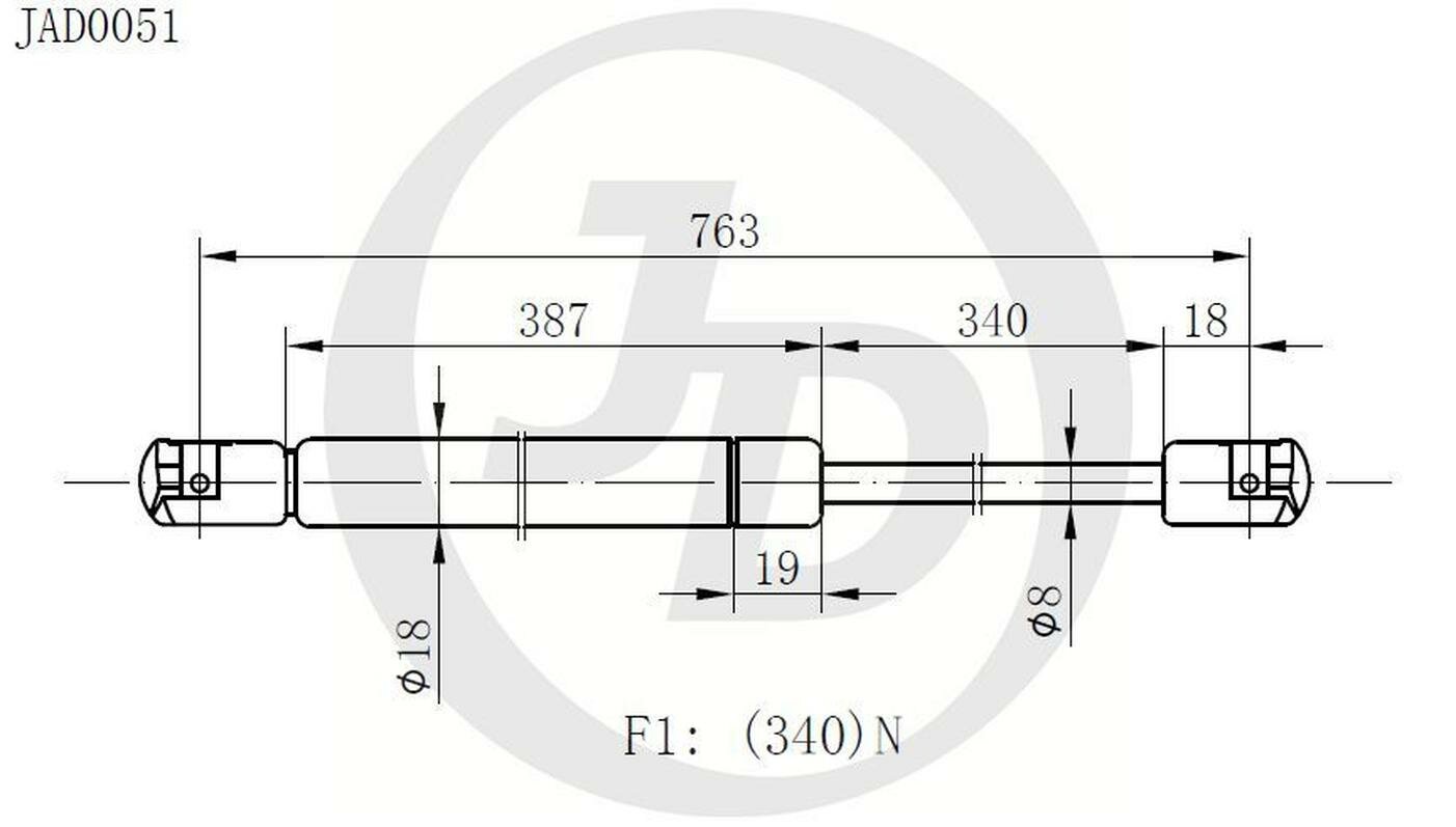 Just drive амортизатор капота au a4 8kh, 8k5 08 , a5 8t, 8f 07 jad0051
