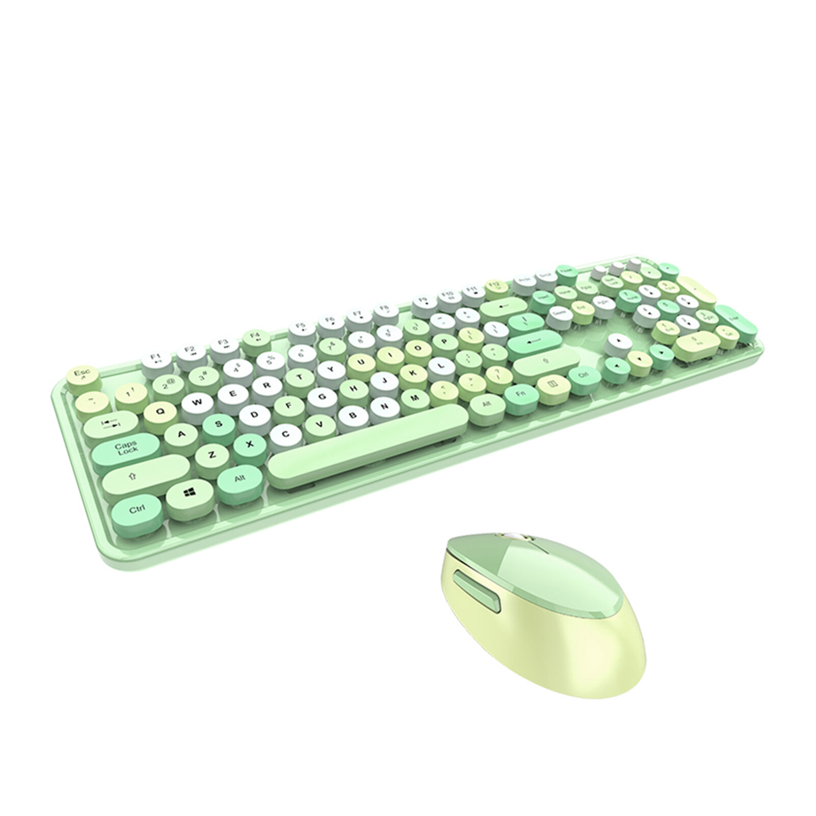 Mofii Sweet Keyboard Mouse Combo Mixed Color 2.4G Wireless Set Circular Suspension Key Cap for PC Laptop Green