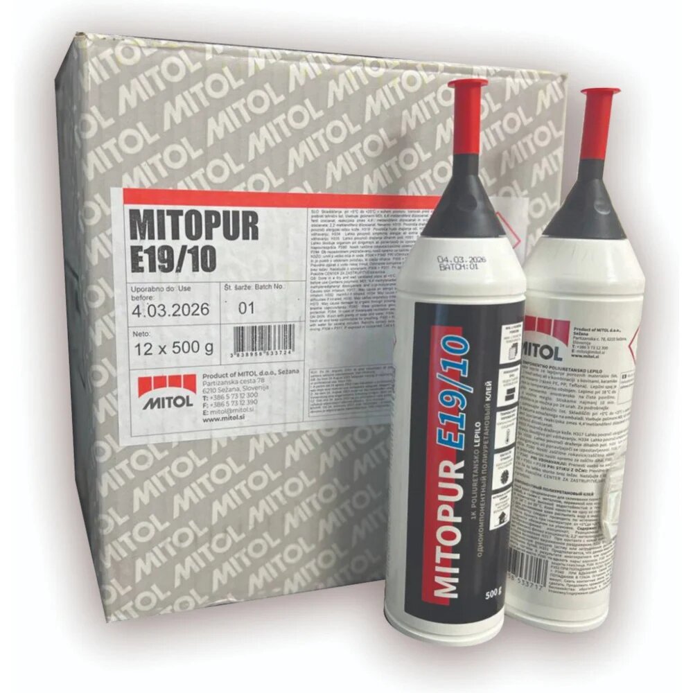 MITOL Жидкий столярный быстросхватывающий полиуретановый клей D4, MITOPUR E19/10, 0,5 л. 12 штук 3838958533724