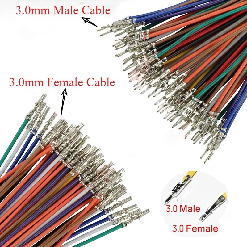 Micro-fit 3,0 мм разъемы E-SIMPO 1007-20AWG Black, 10PCS, 300MM, Male Cable