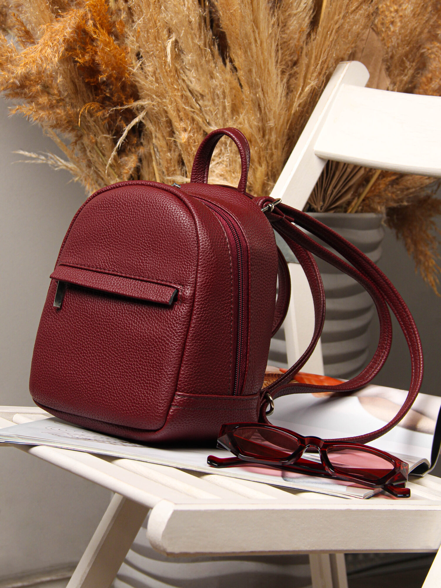 Женский городской рюкзак McKIR 21-138 экокожа бордо (мини-размер)