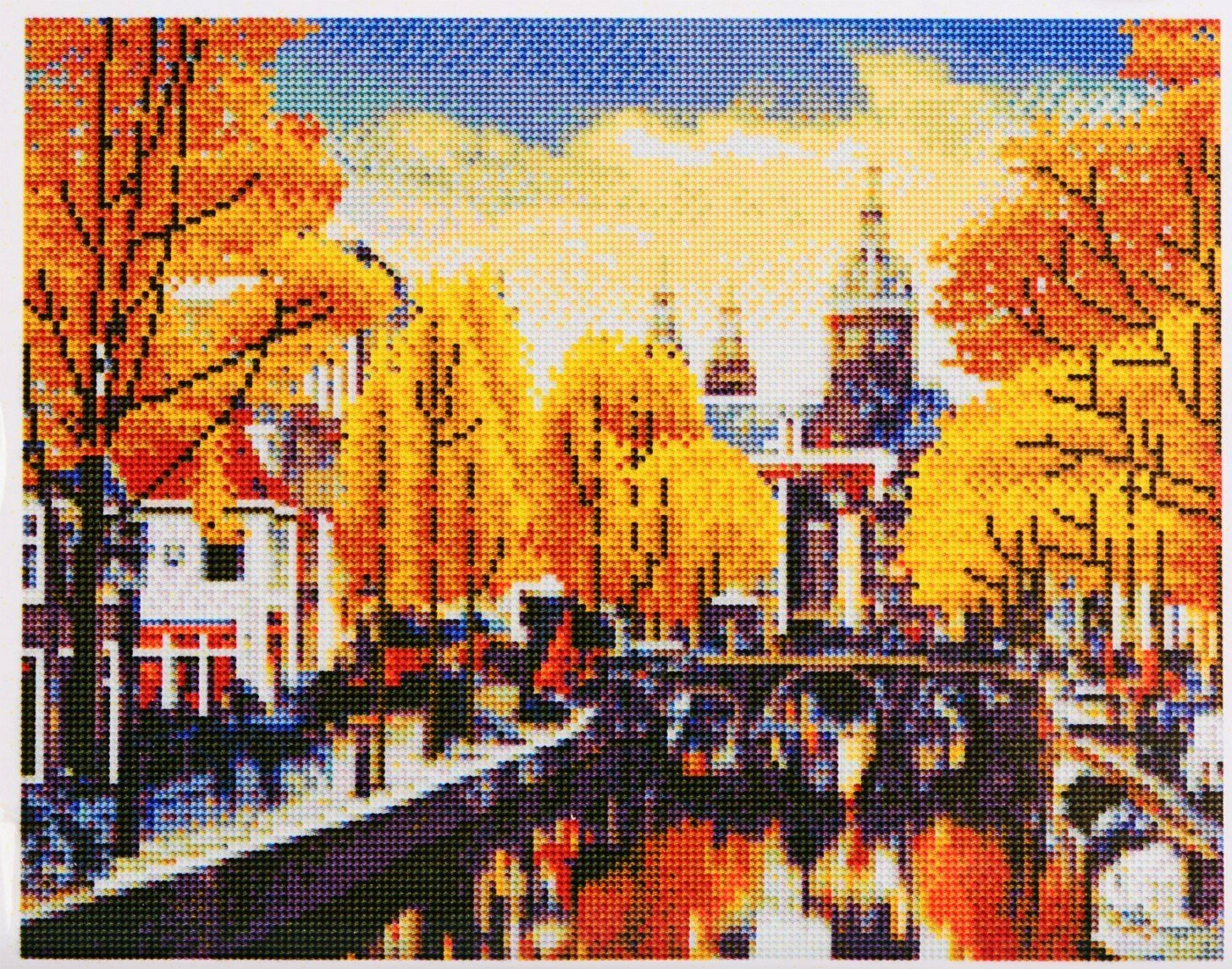 Алмазная мозаика ТМ Рыжий кот (класс.) 40х50см (25цв.) Вид на осенний город AC4074