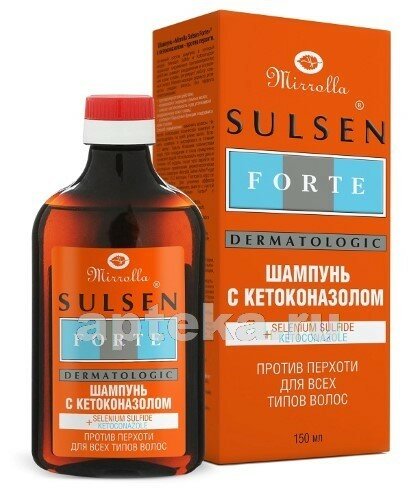 Mirrolla sulsen форте сульсеновый шампунь с кетоконазолом против перхоти 150 мл