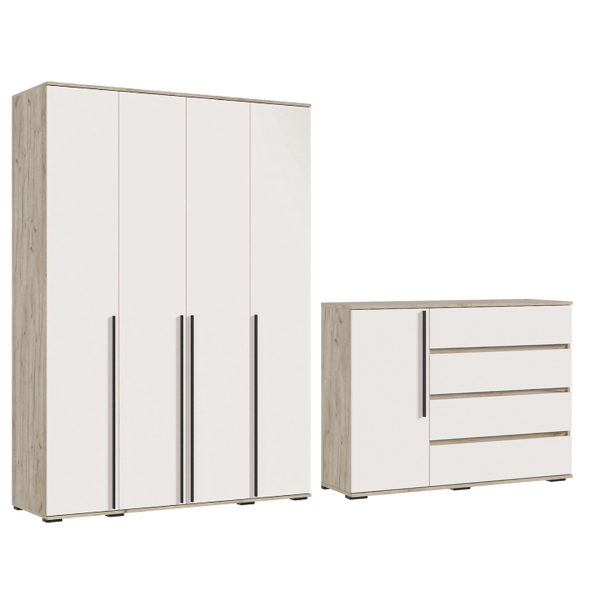 Шкаф Норд 1.6 метра. Комод Норд 1.2 метра. Дуб Крафт серый/Кашемир