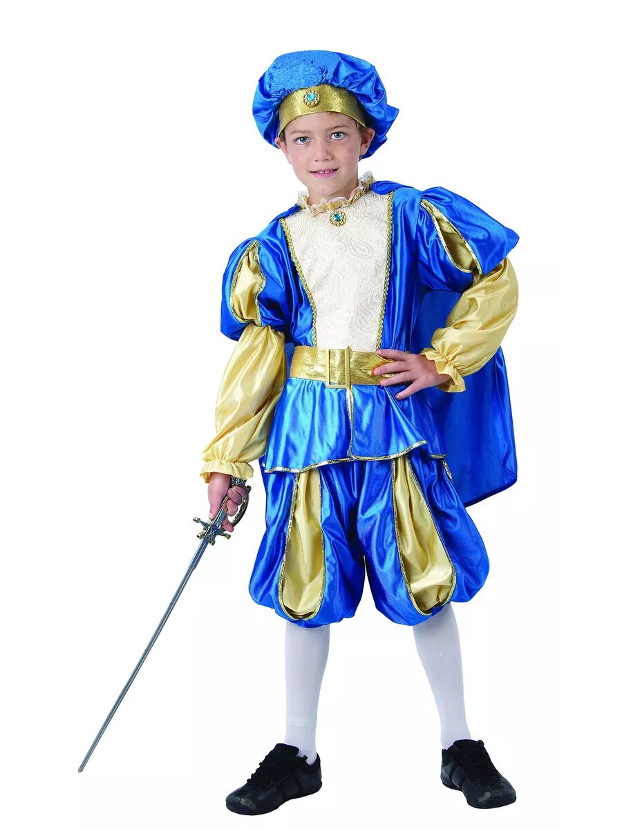 Карнавальный костюм принца детский, синий, M (120-130 см)