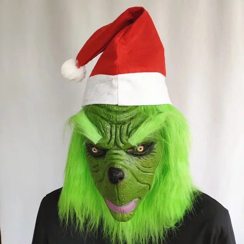 Зелёная латексная маска Гринча green