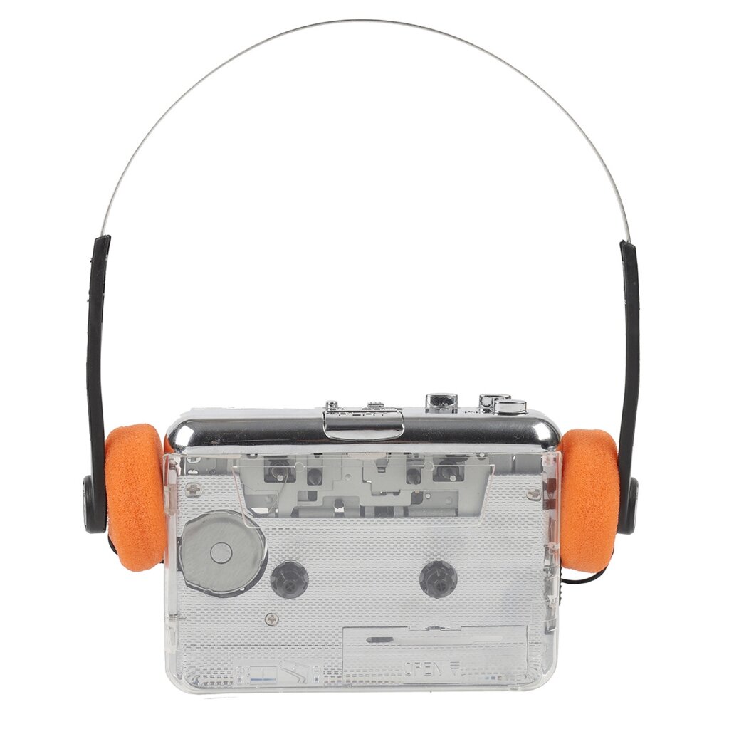 Новый кассетный проигрыватель с прозрачным медным маховиком и наушниками -обычный налобный