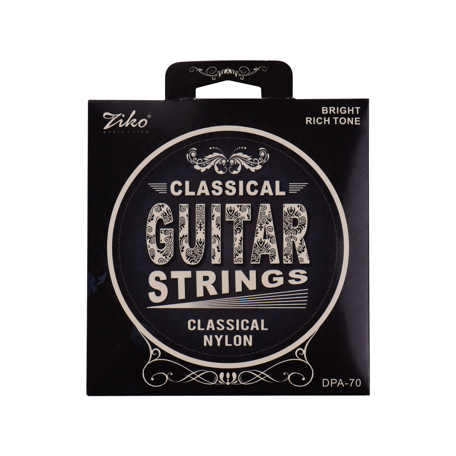 Струны для классической гитары ZIKO DPA-70 Normal Light Tension Silver Wound Nylon Anti-Rust Set из 6 штук Musical Instrument String Accessories с диаметрами E 0.71mm, B 0.81mm, G 1.02mm, D 0.76mm, A 0.89mm, E 1.09mm из Нейлон и 80-20 Silver Plated