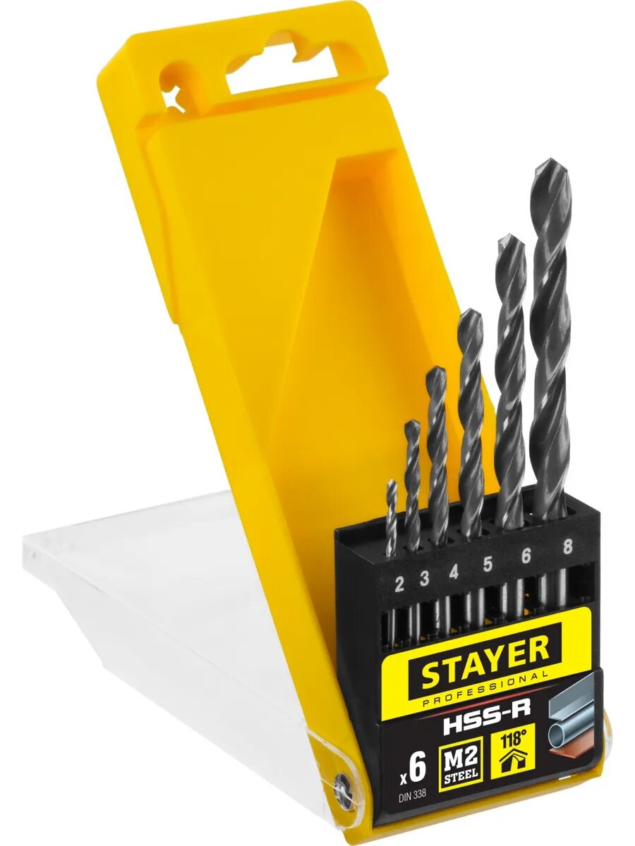 HSS-R, 6 шт, (2-8 мм), быстрорежущая сталь P6M5, класс В, н