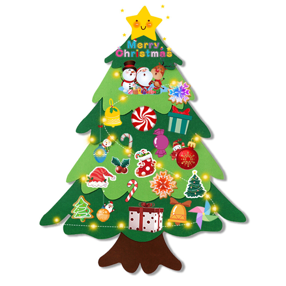 Потребности торгового центра в украшениях для рождественской елки из новой фетра для международной торговли, подвесные объемные фетровые рождественские елки, украшения для Рождества (WQ) Фетровая рождественская елка 02-Рождественские три куклы с огнями