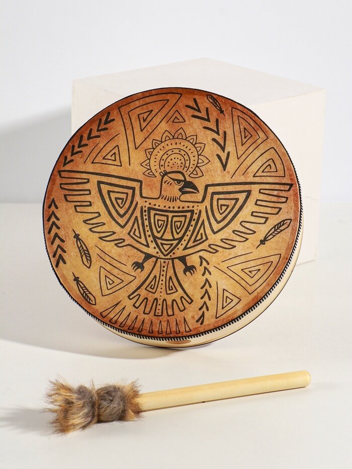 Шаманский бубен «Птица», музыкальный инструмент, с колотушкой, 5×25×25 см
