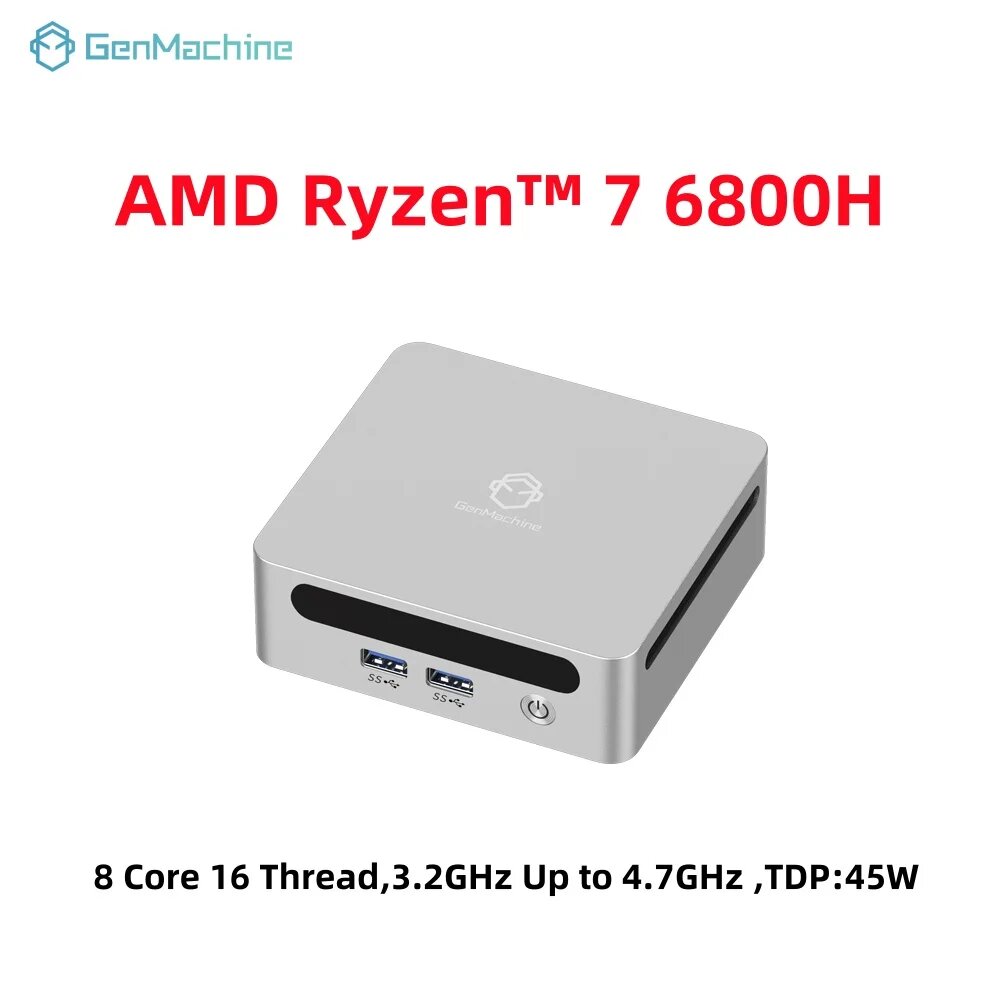 Мини-ПК GenMachine Ryzen 7 6800H, 24G RAM, 256G ROM, EU — фото 1
