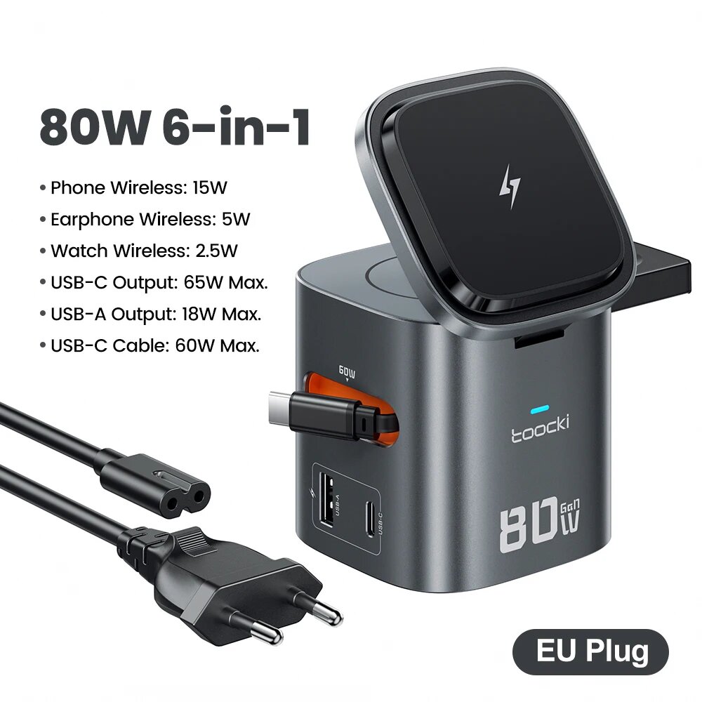 Toocki 80W 6-в-1 зарядная станция EU Plug